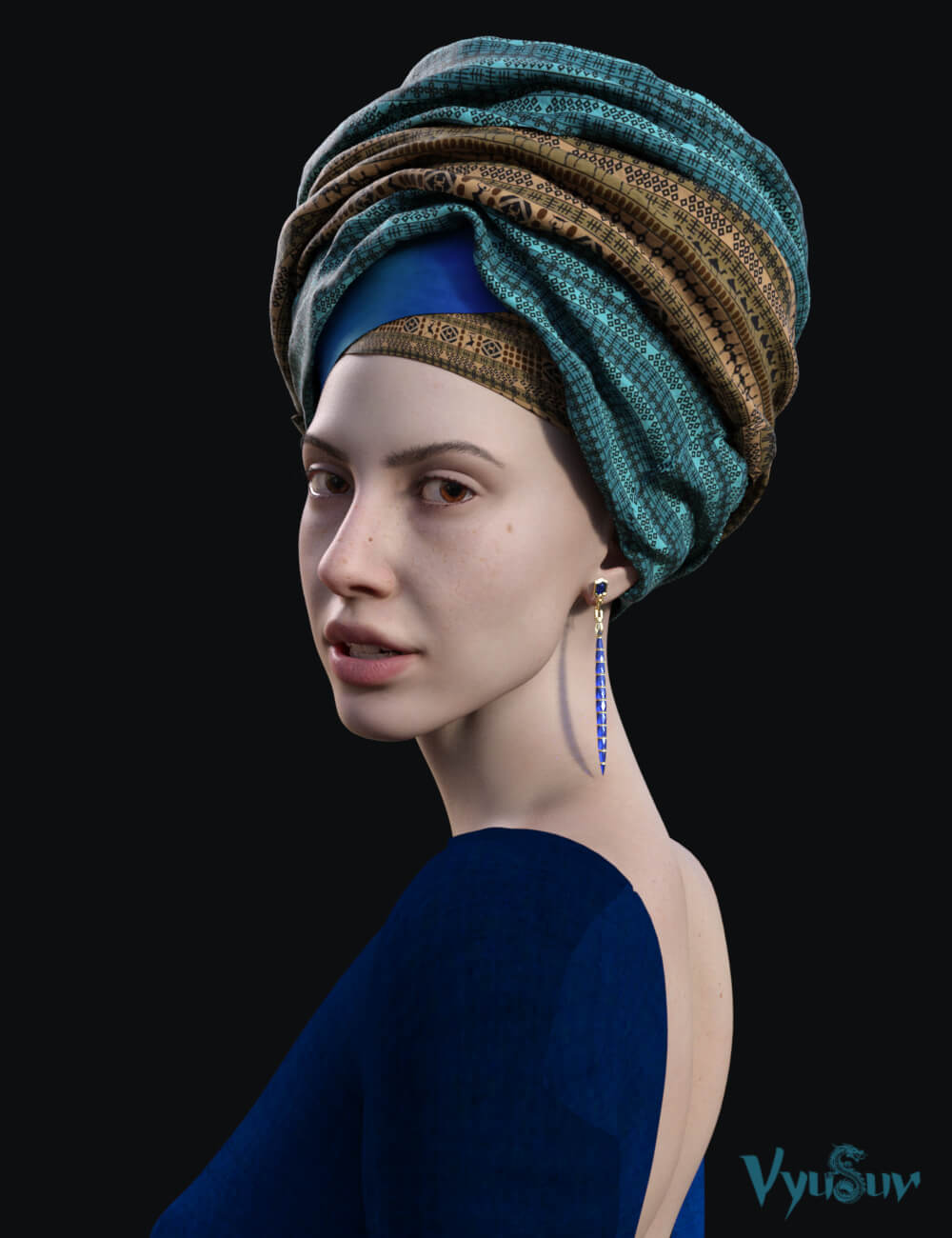 Glance Over Shoulder 3D Render, Digital Art by Vyusur