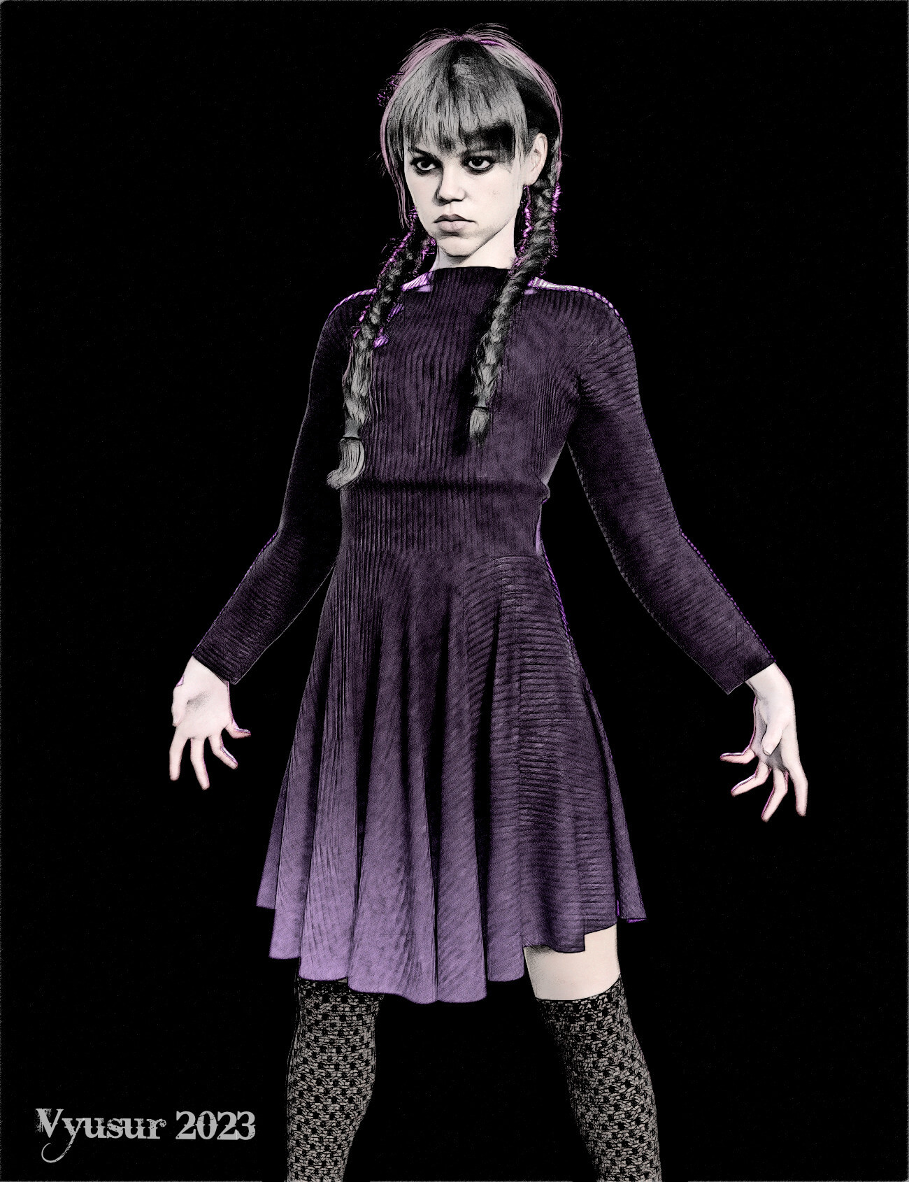 Graphic style girl 3D Render, Digital Art by Vyusur