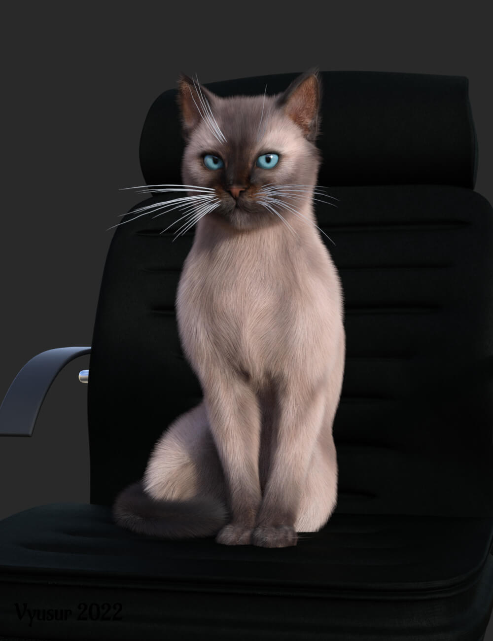 Office Cat 3D Render, Digital Art by Vyusur