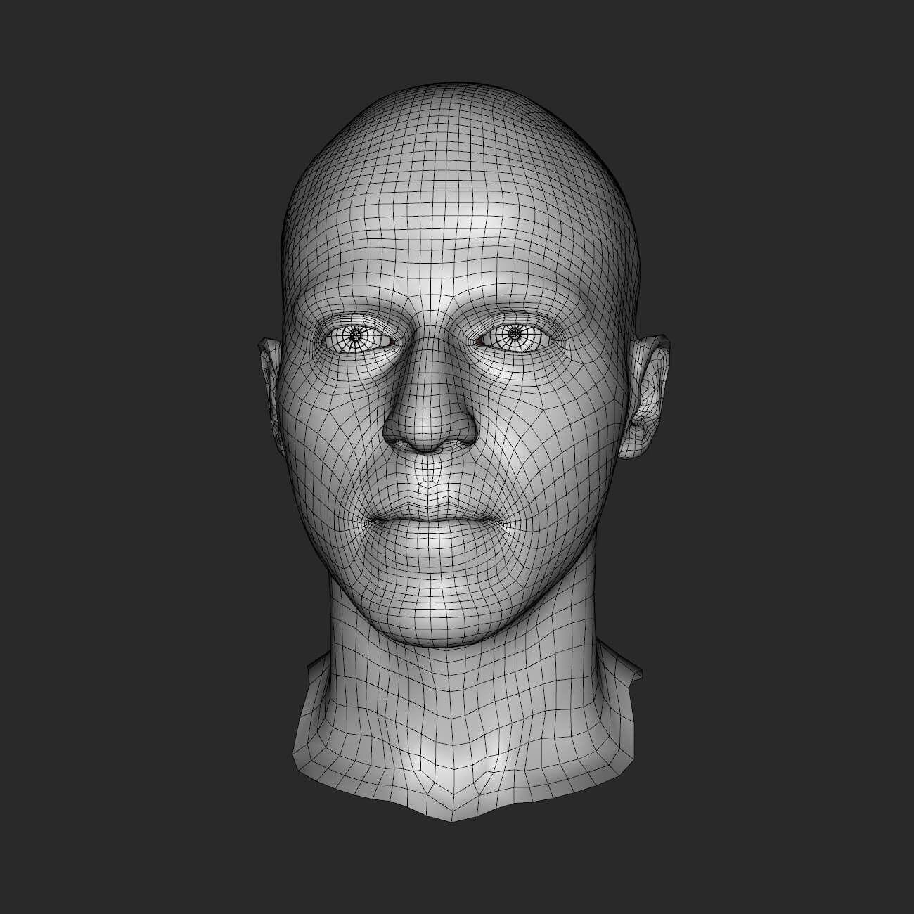 Male Head Base Mesh 01 - 3D Model by Vyusur