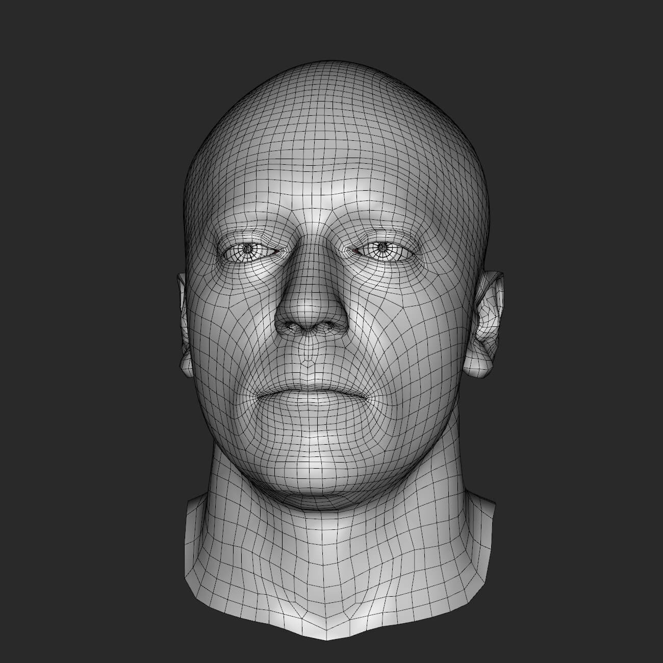 Male Head Base Mesh 04 - 3D Model by Vyusur