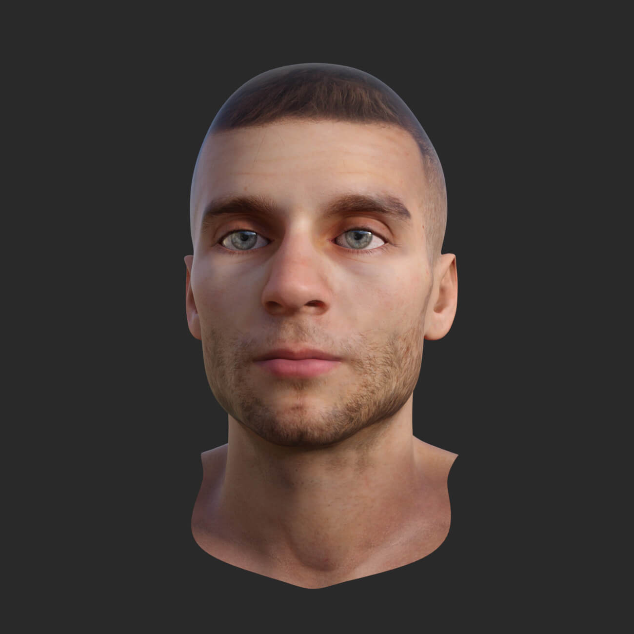 Male Head Base Mesh 05 - 3D Model by Vyusur