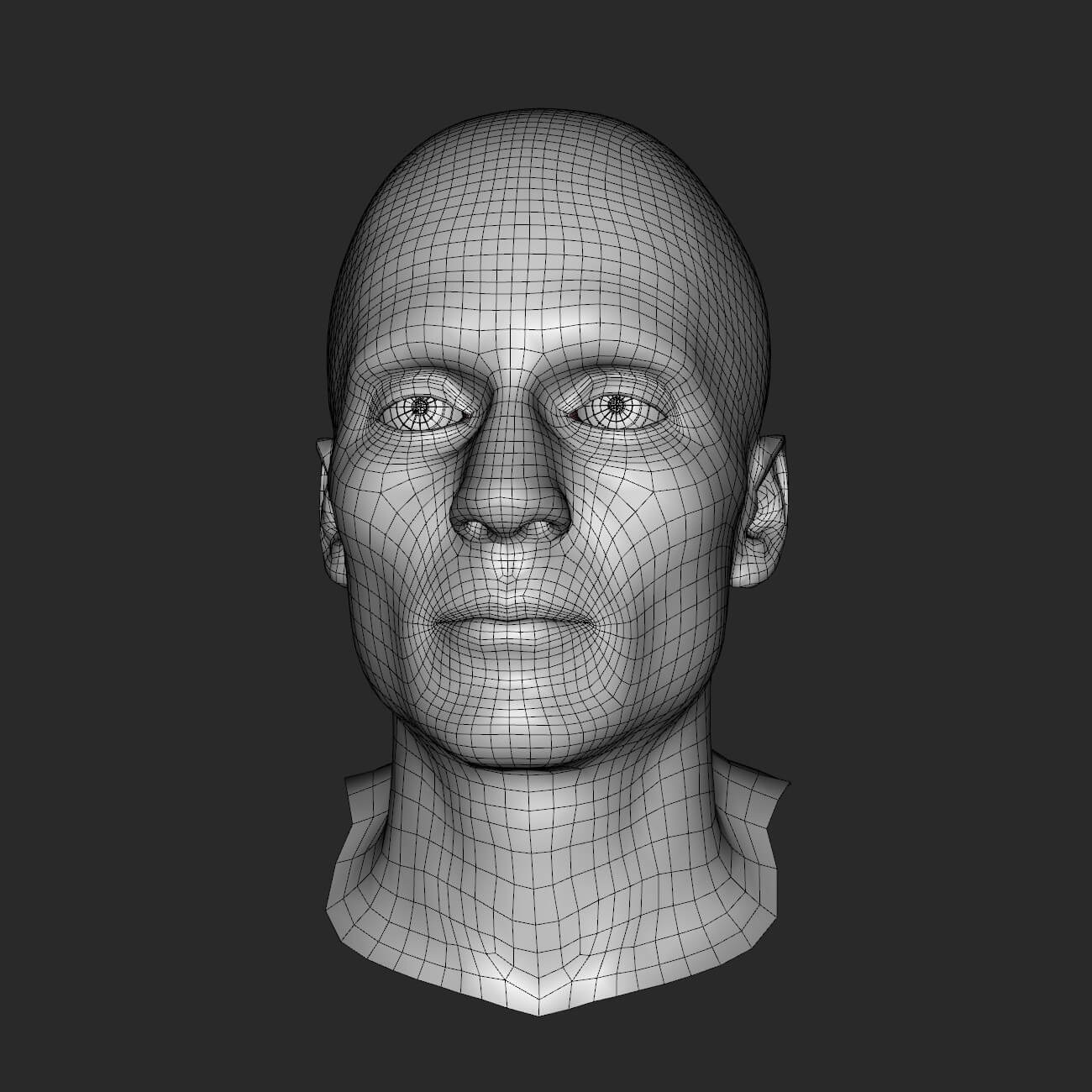Male Head Base Mesh 05 - 3D Model by Vyusur