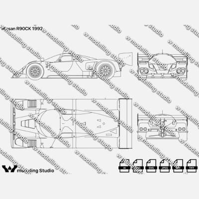 Nissan R90CK 1992 blueprint - Stock Image by W modeling Blueprints