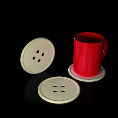 Clothes Button Coasters - 3D Model by waelmoussa