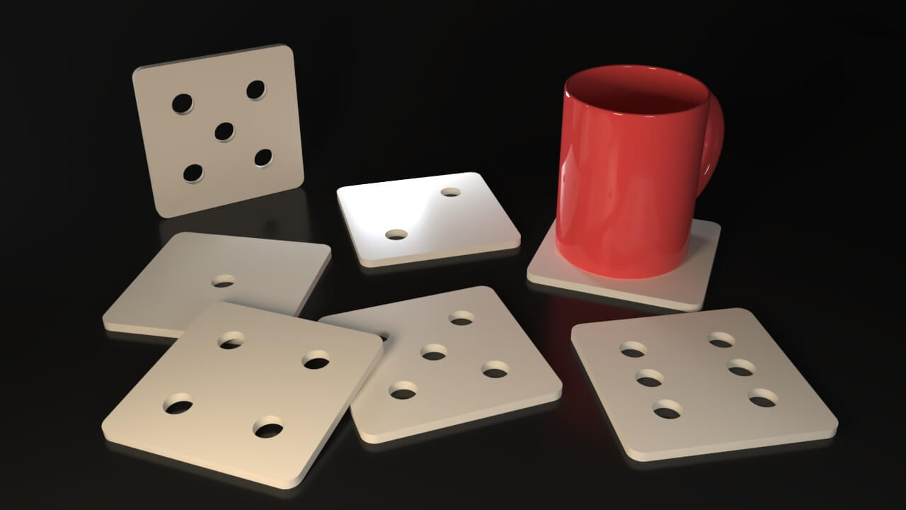 Dice Coasters - 3D Print Model by waelmoussa