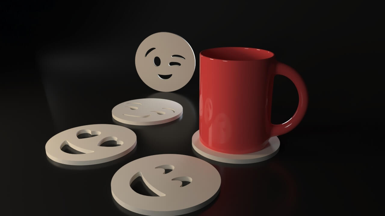 Emojis Coasters - 3D Print Model by waelmoussa