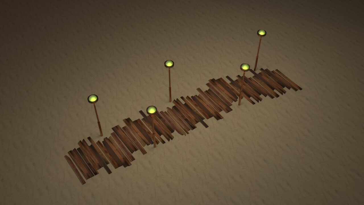 Garden Wooden Path - 3D Model by waelmoussa