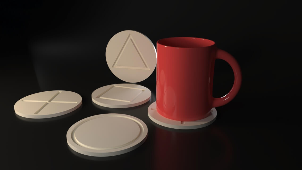 Playstation Button Coasters - 3D Model by waelmoussa