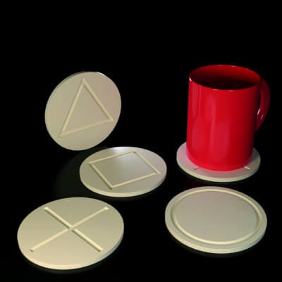Playstation Button Coasters - 3D Model by waelmoussa