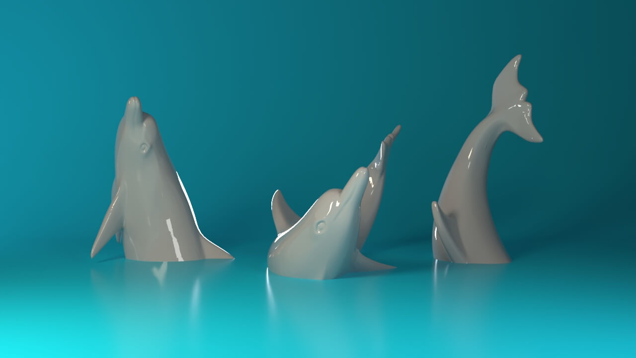 Swimming Dolphins - 3D Model by waelmoussa