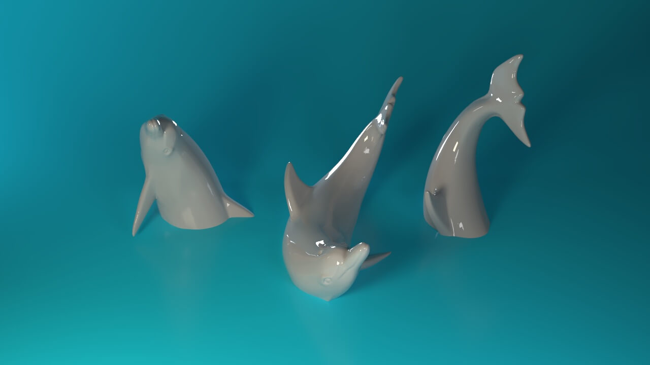 Swimming Dolphins - 3D Model by waelmoussa