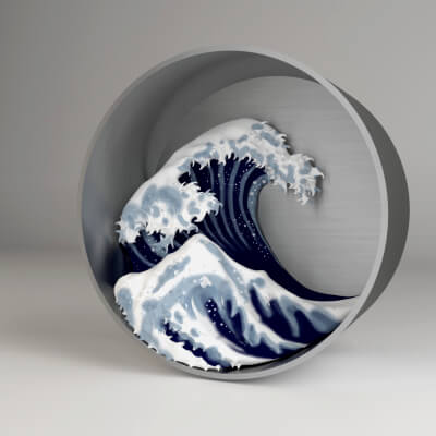 The Great Wave Off Kanagawa - 3D Model by waelmoussa