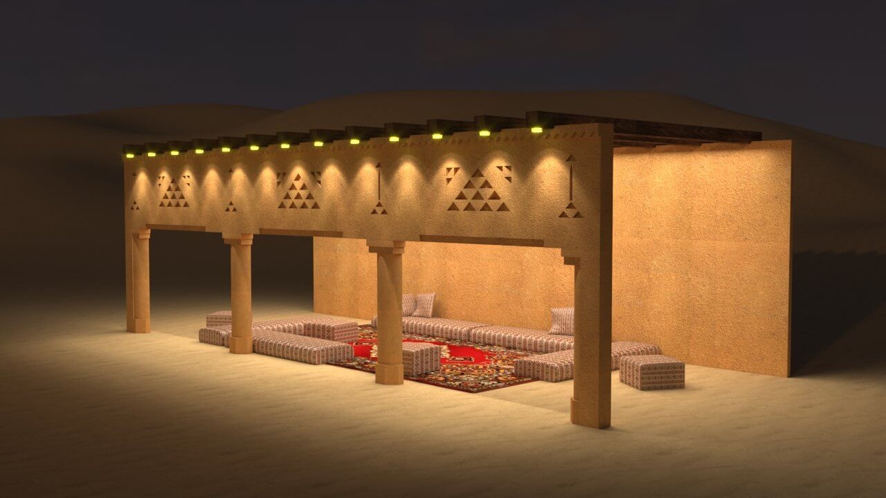 Traditional Arabic Outdoor Dining Salon - 3D Model by waelmoussa