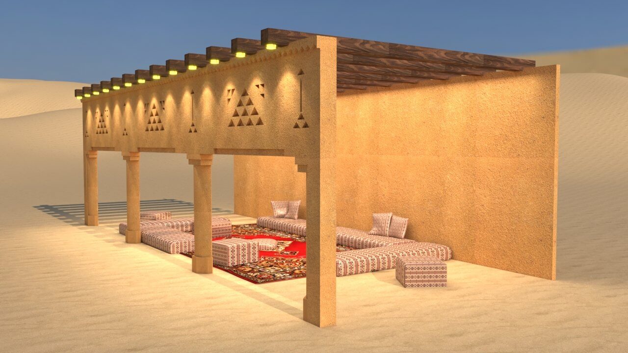Traditional Arabic Outdoor Dining Salon - 3D Model by waelmoussa