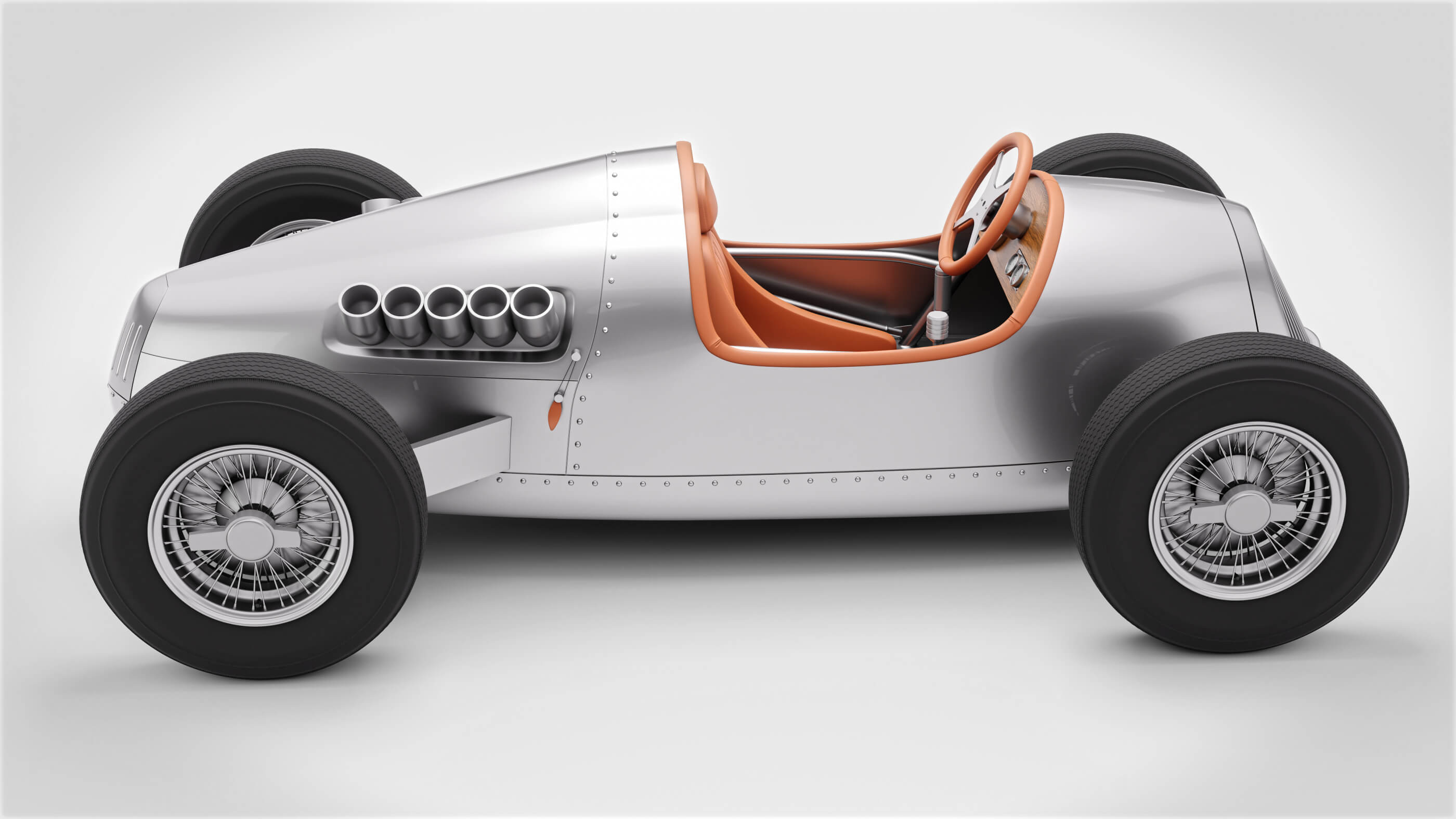 Silver Racing Push Car - Kids 3D Model by Warkarma