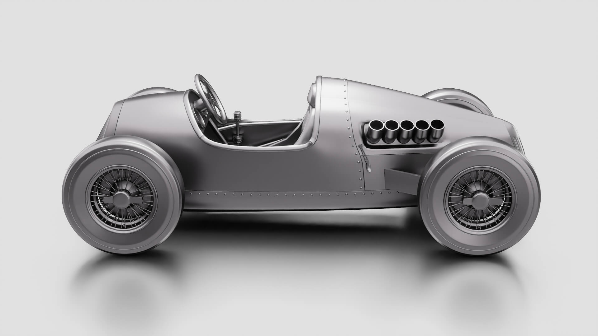 Silver Racing Push Car - Kids 3D Model by Warkarma