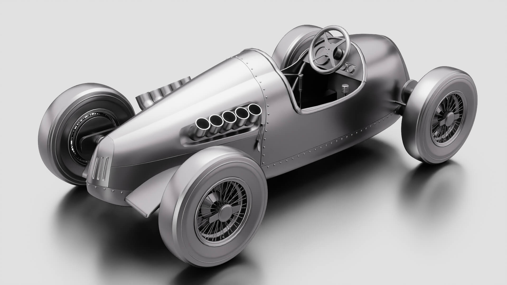 Silver Racing Push Car - Kids 3D Model by Warkarma