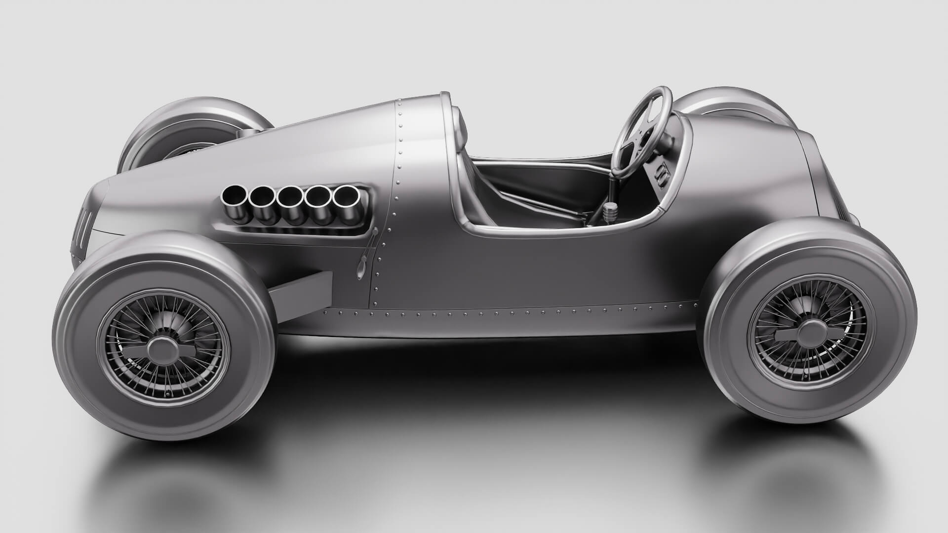 Silver Racing Push Car - Kids 3D Model by Warkarma