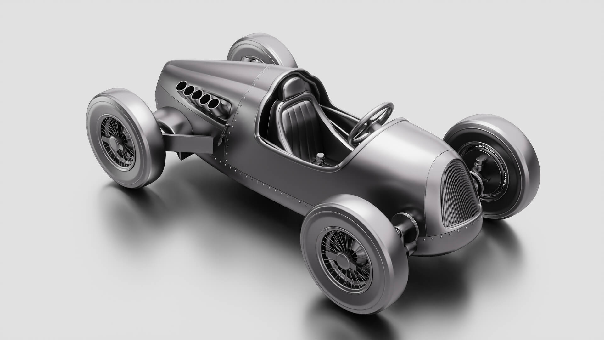 Silver Racing Push Car - Kids 3D Model by Warkarma