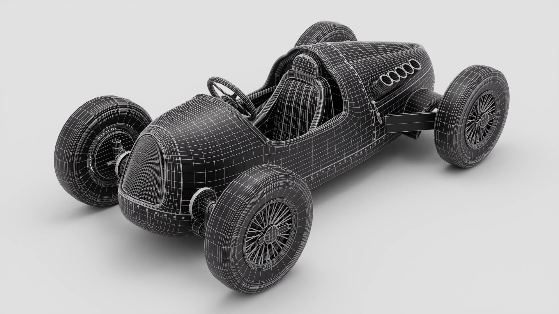 Silver Racing Push Car - Kids 3D Model by Warkarma