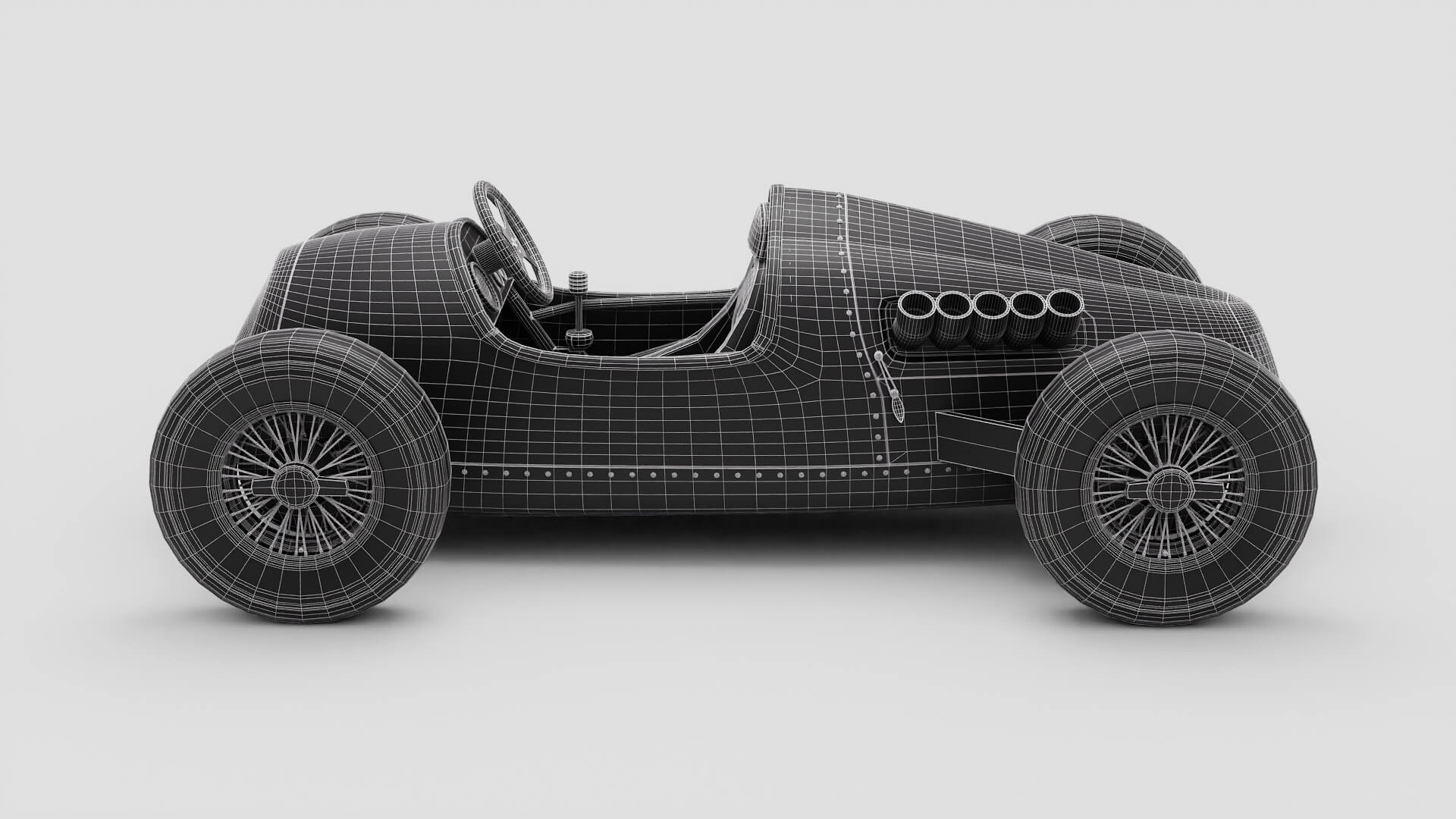 Silver Racing Push Car - Kids 3D Model by Warkarma