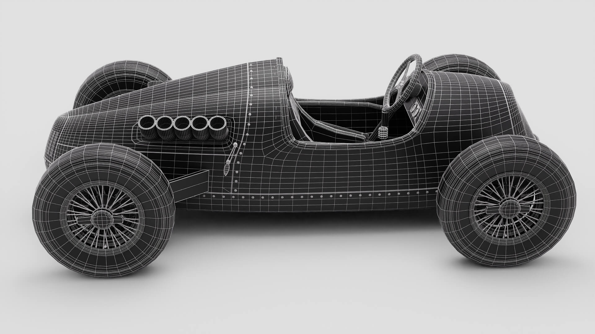 Silver Racing Push Car - Kids 3D Model by Warkarma