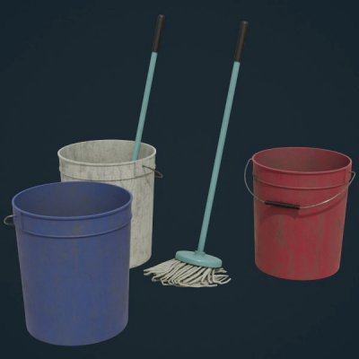 Bucket And Mop 1B - 3D Model by weeray