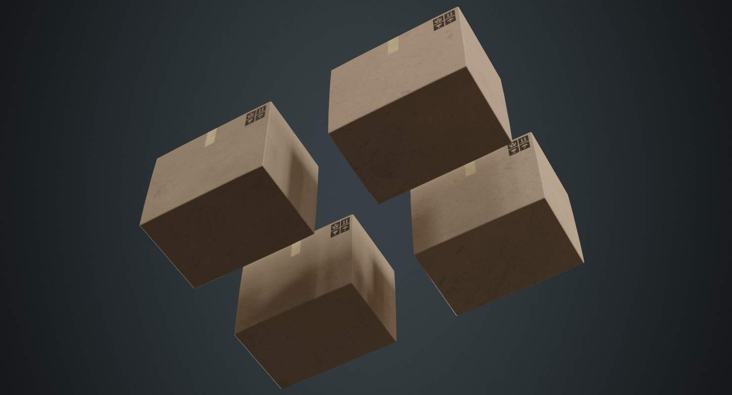 Cardboard Box 1B - 3D Model by weeray