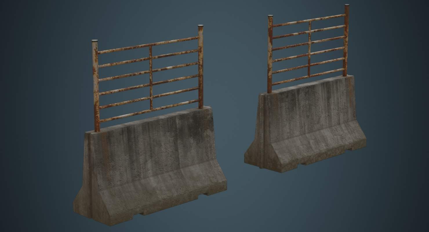 Concrete Barrier 2D - 3D Model by weeray