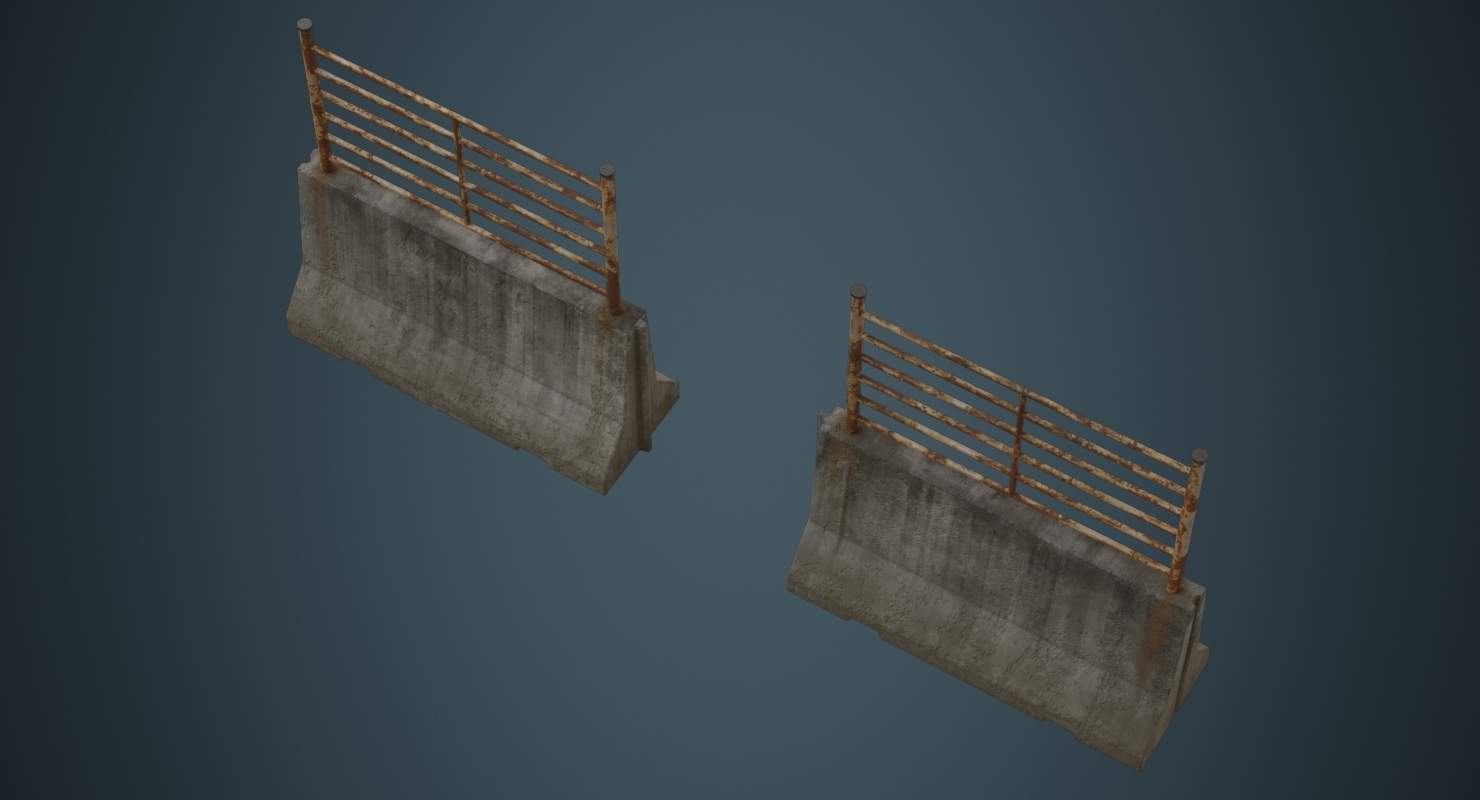 Concrete Barrier 2D - 3D Model by weeray