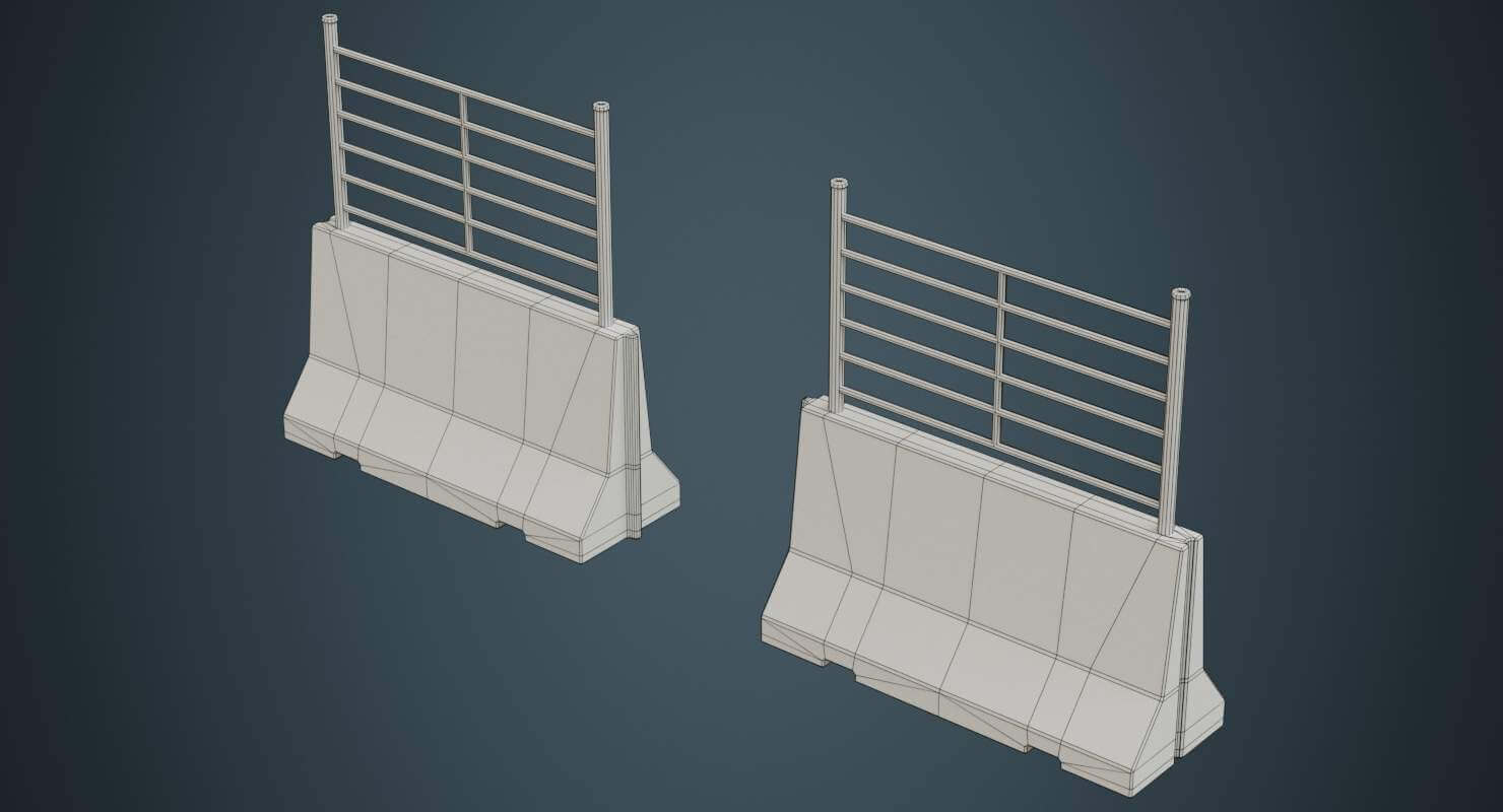 Concrete Barrier 2D - 3D Model by weeray