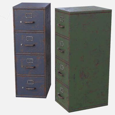 Filing Cabinet (rusty) - 3D Model by weeray