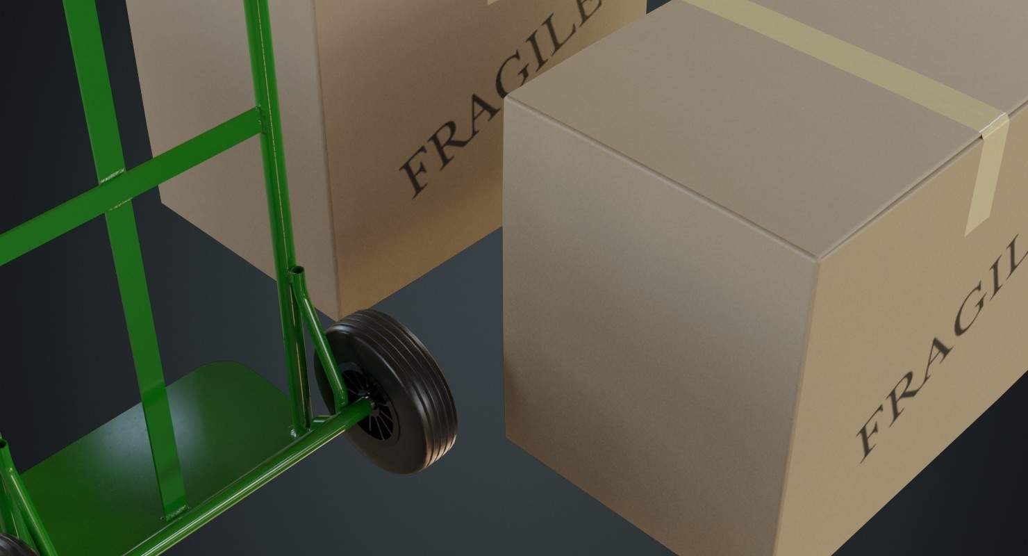 Hand Truck And Boxes 3A - 3D Model by weeray