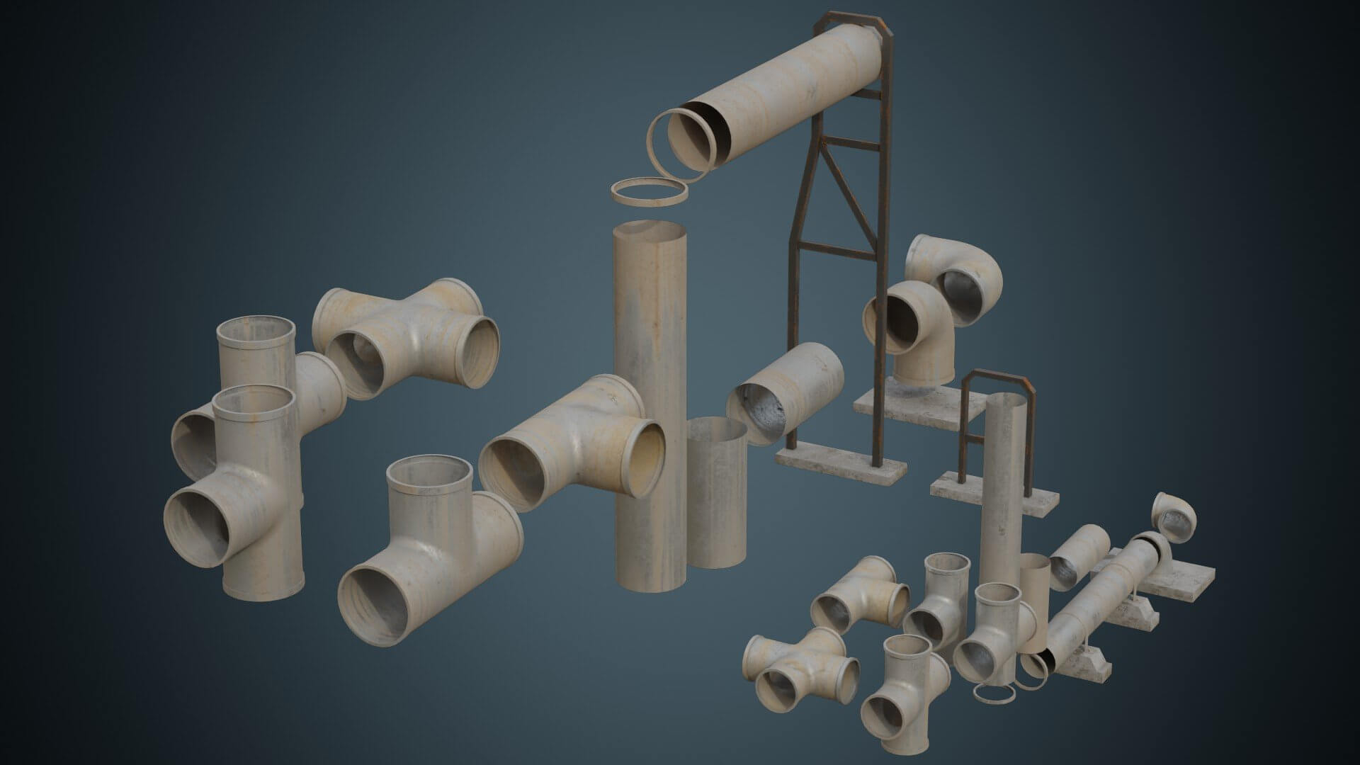 Industrial Pipes 4B - 3D Model by weeray