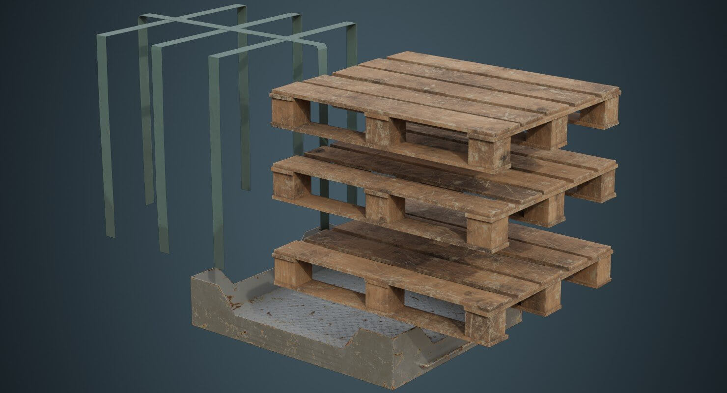 Pallet Rack 1B - 3D Model by weeray