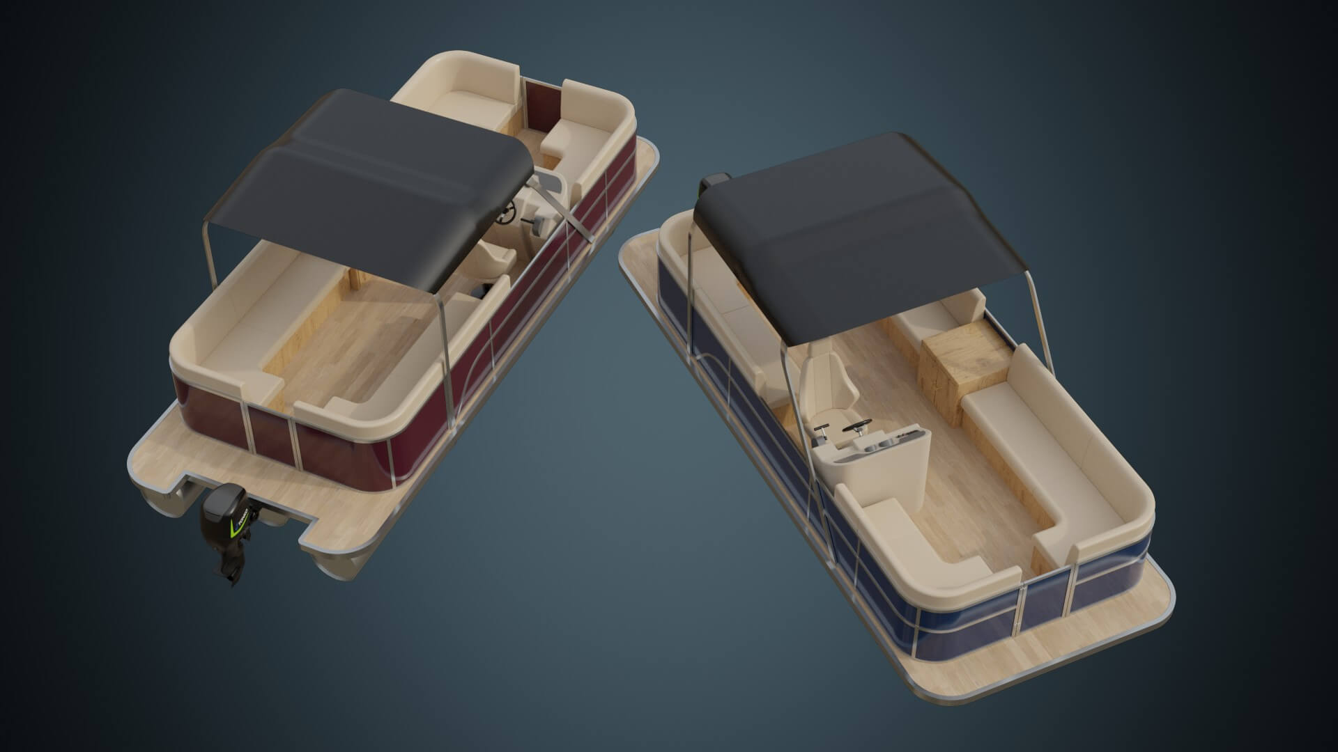 Pontoon Boat 1A - 3D Model by weeray