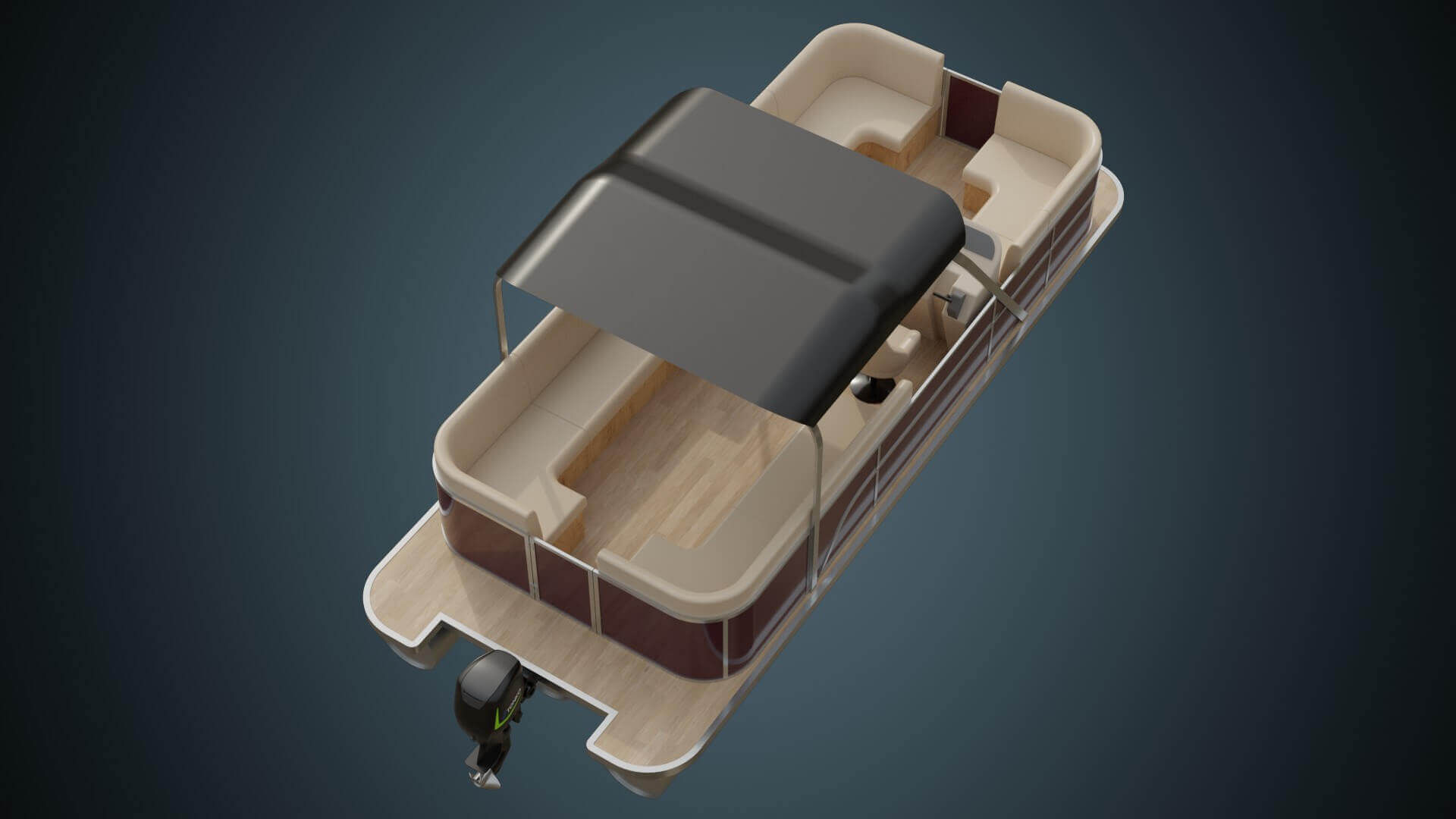 Pontoon Boat 1A - 3D Model by weeray