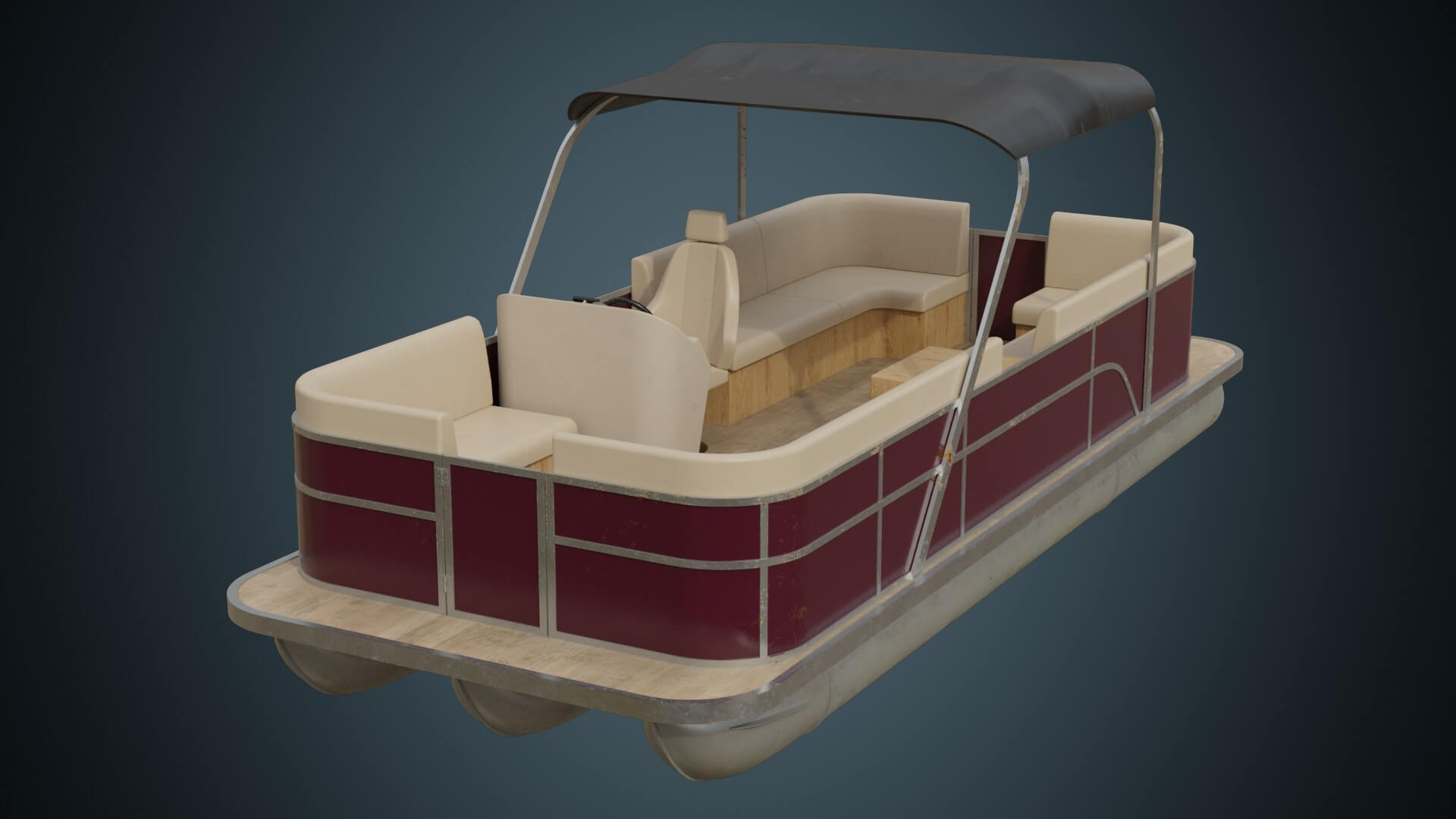 Pontoon Boat 1B - 3D Model by weeray