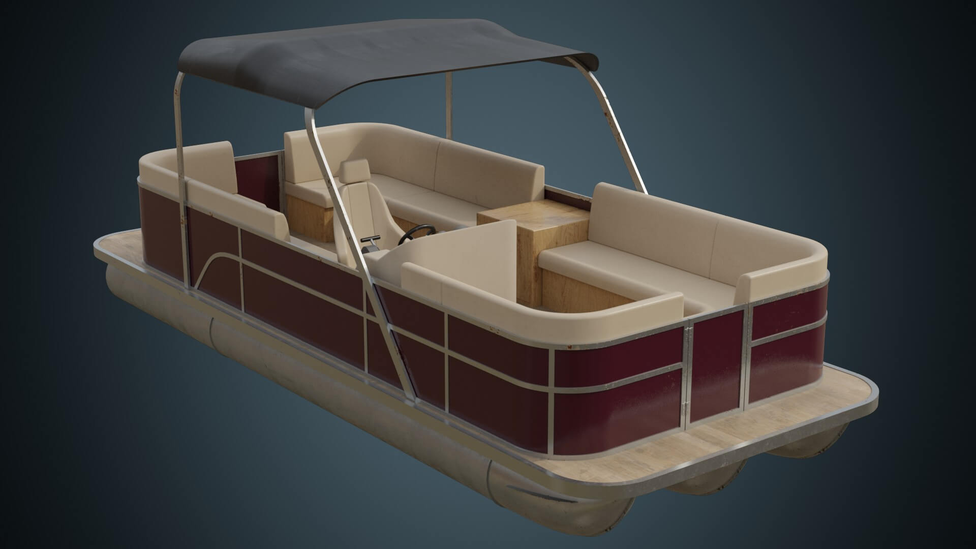 Pontoon Boat 1B - 3D Model by weeray
