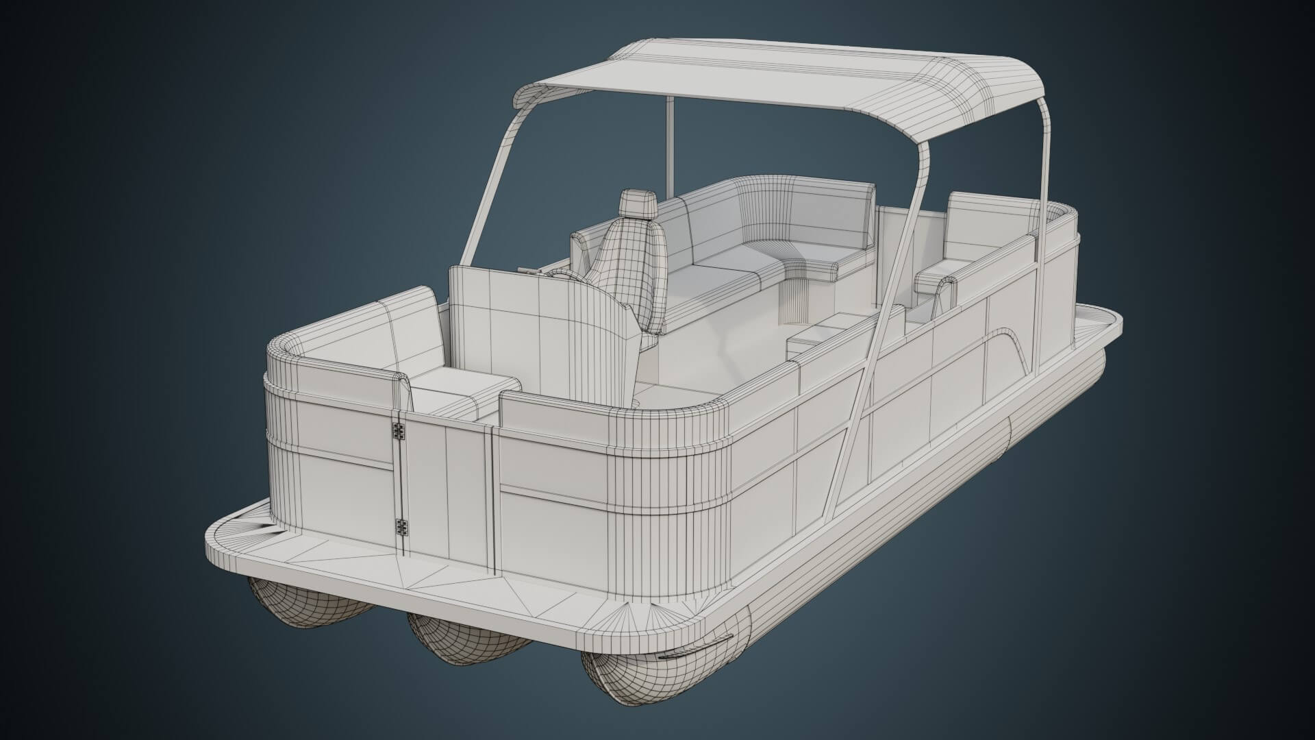 Pontoon Boat 1B - 3D Model by weeray