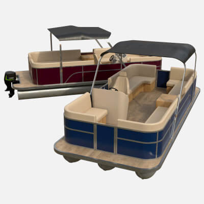 Pontoon Boat 1B - 3D Model by weeray