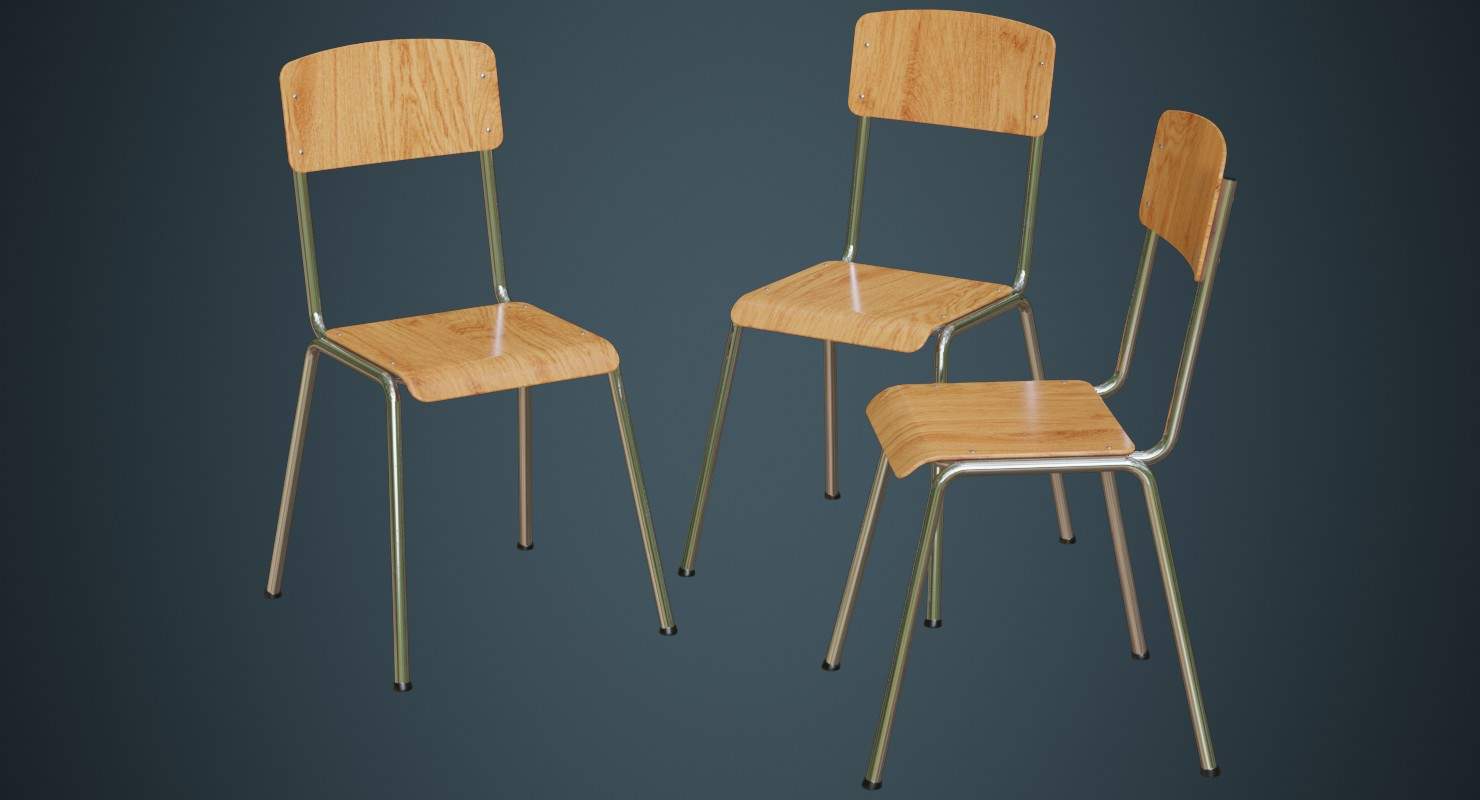 School Chair 1A - 3D Model by weeray
