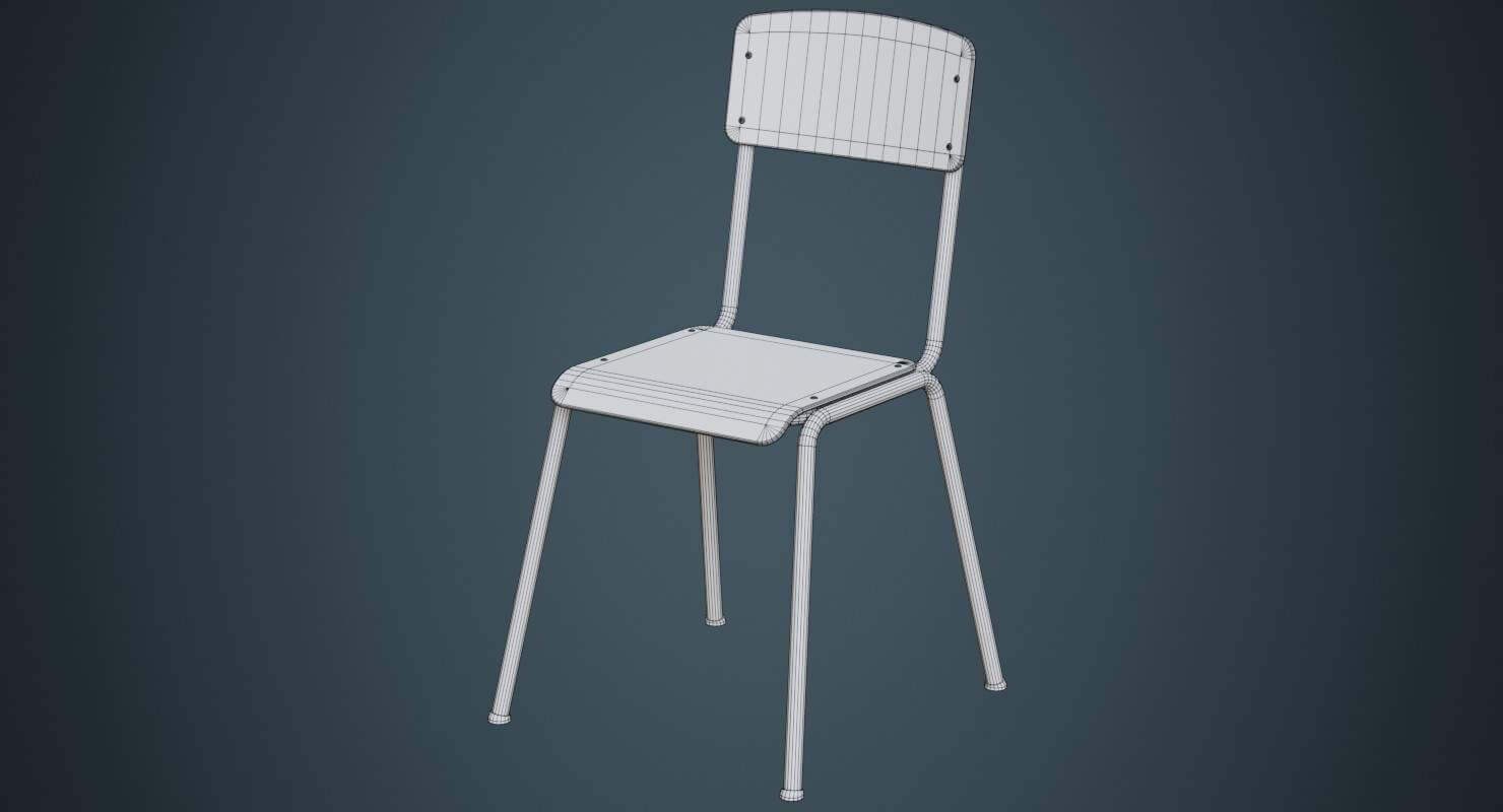 School Chair 1B - 3D Model by weeray