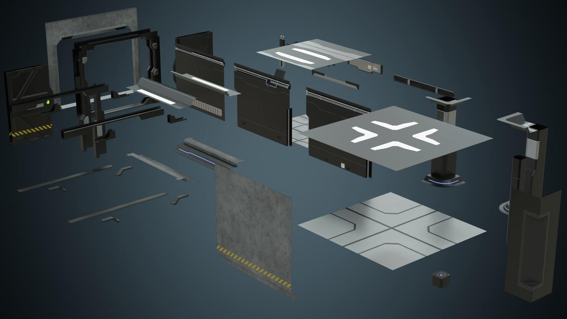 Sci Fi Modular Interior 1A - 3D Model by weeray