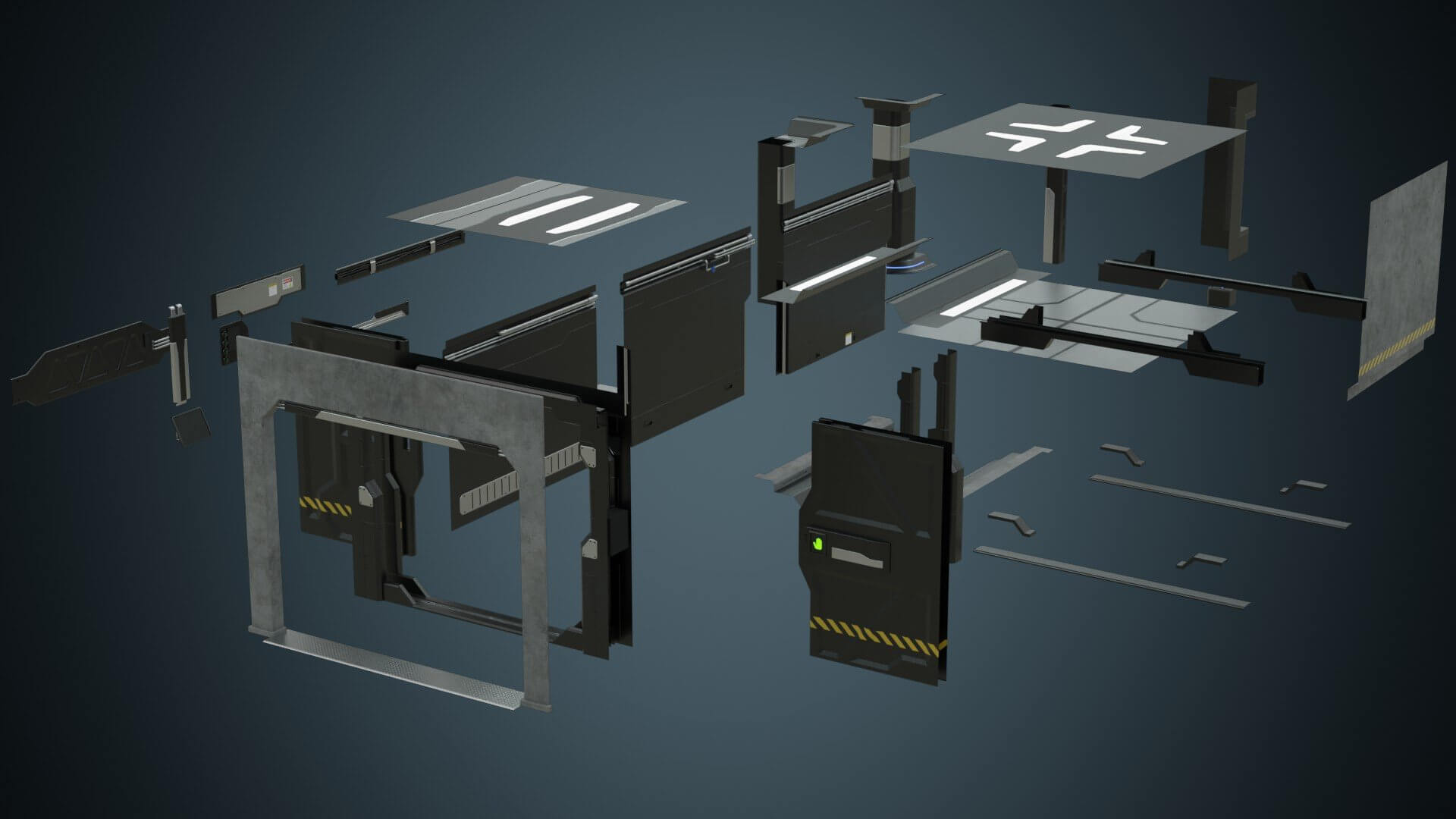 Sci Fi Modular Interior 1A - 3D Model by weeray