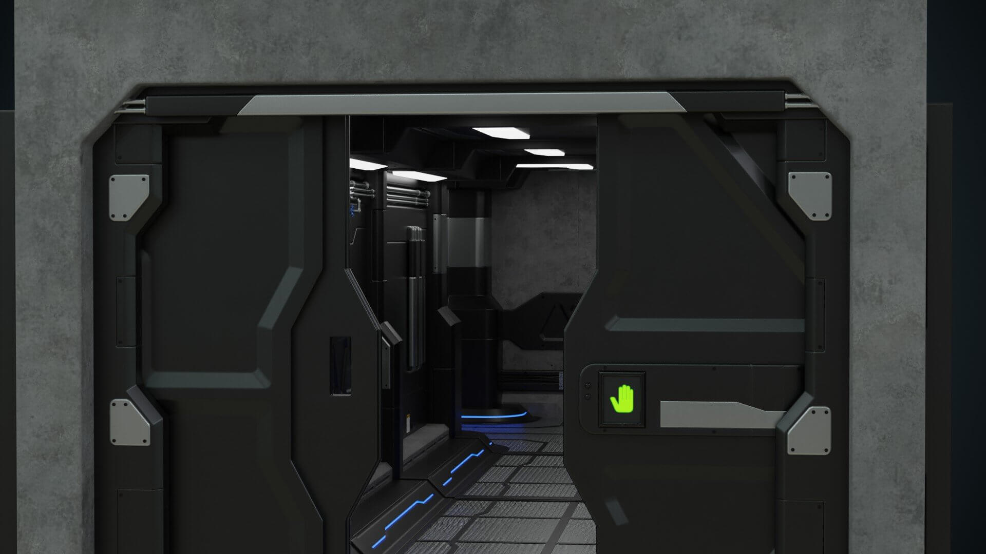 Sci Fi Modular Interior 1B - 3D Model by weeray