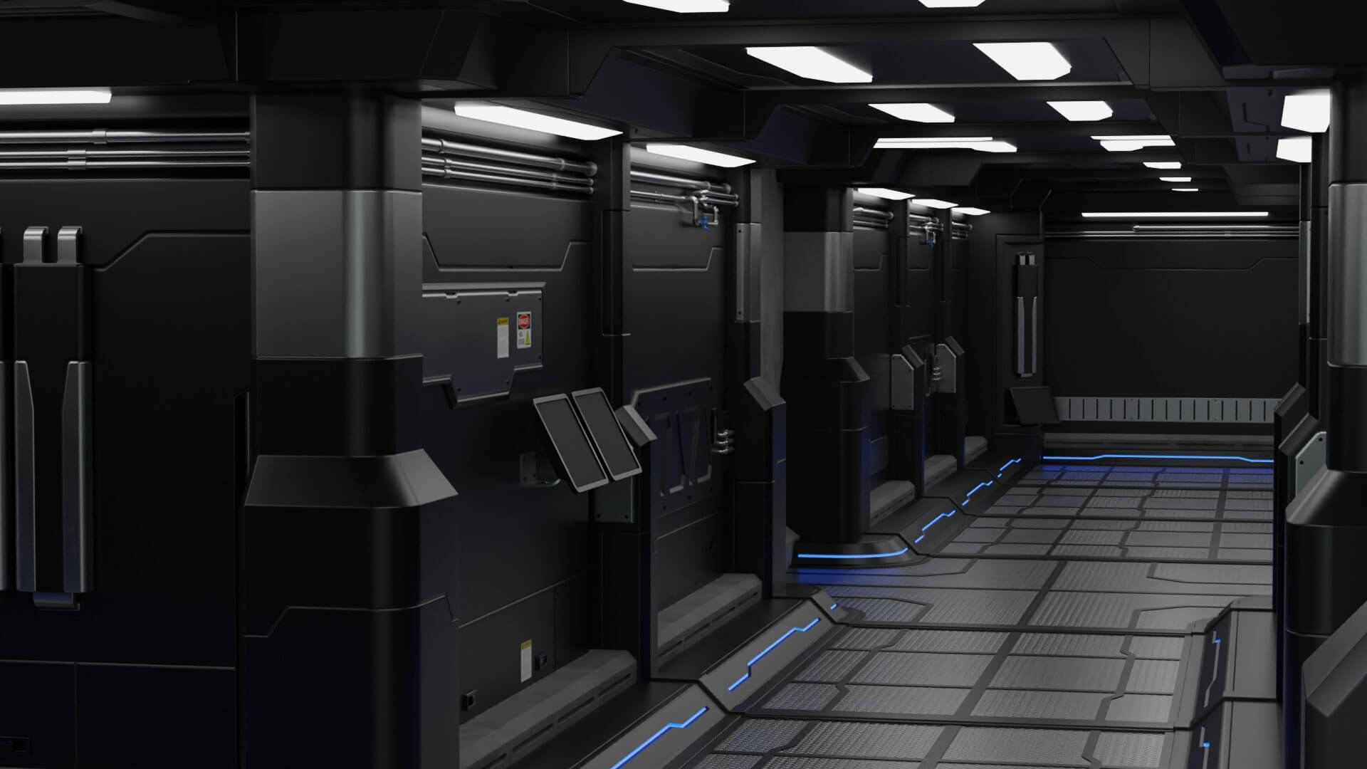 Sci Fi Modular Interior 1B - 3D Model by weeray