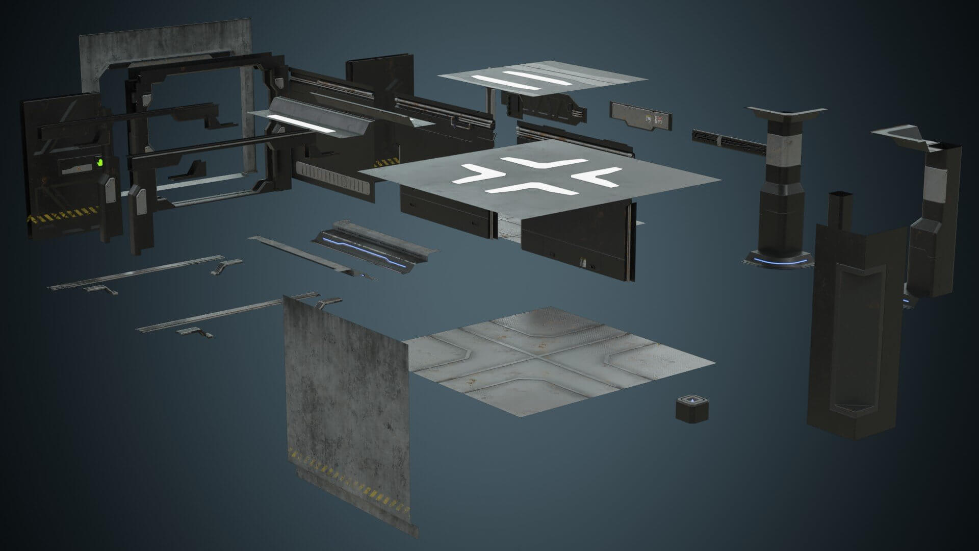 Sci Fi Modular Interior 1B - 3D Model by weeray