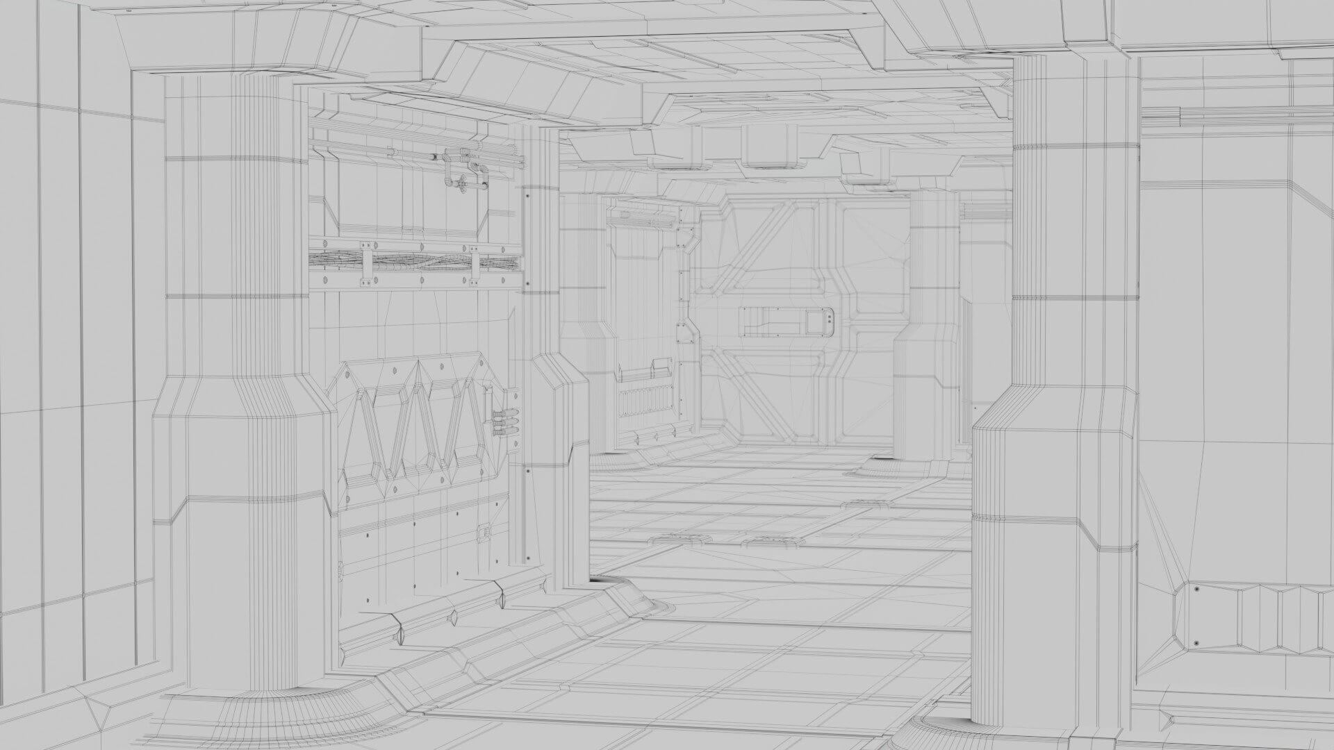 Sci Fi Modular Interior 1B - 3D Model by weeray